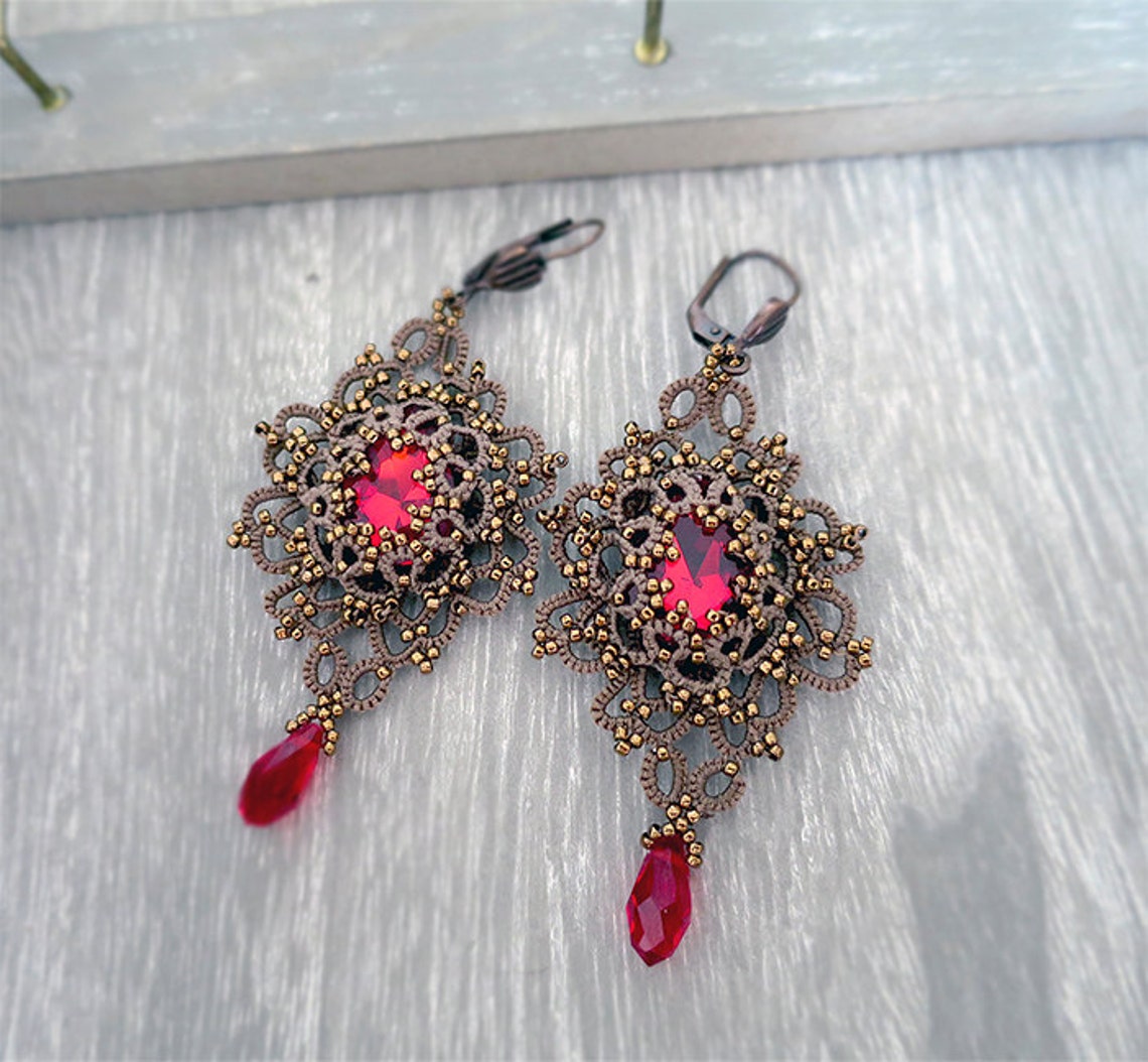 Frivolite Lace Jewelry Tatting Pattern Lina Set Earrings - Etsy Canada