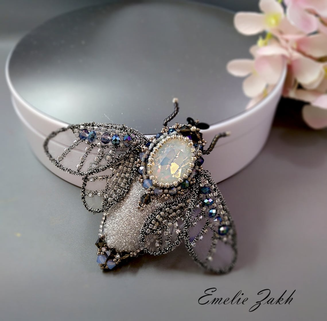 Beetle Gray Silver Insect Brooch Pin Beetle With Beaded Wings - Etsy