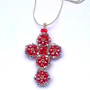 Cross Pendant Beading Tutorial - Beadwork Pattern Jewelry - PDF File ...