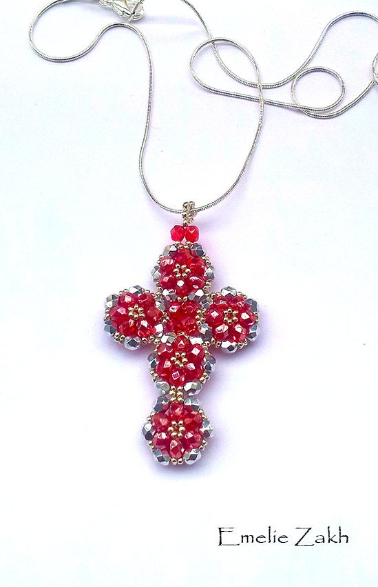 Cross Pendant Beading Tutorial Beadwork Pattern Jewelry PDF File ...