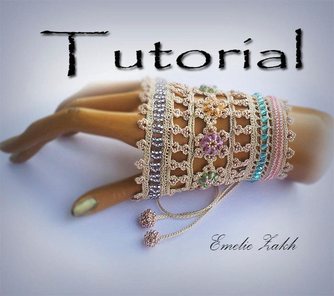 Pattern Crochet Beaded Bracelet Cuff Tutorial Crocheted Bracelet With ...