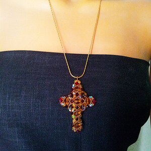 Beading Pattern Crystal Pendant Cross - Beaded Tutorial Jewelry - PDF ...