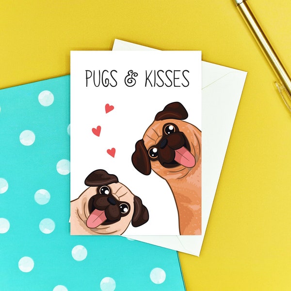Pugs and Kisses Card - Etsy