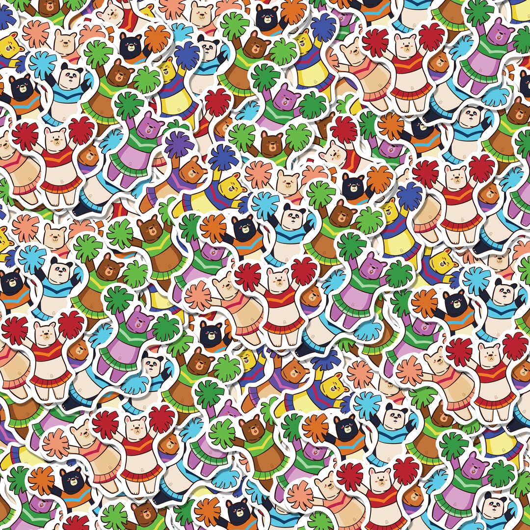 20 X 1.5 Bearlieve Bear Stickers Cheering Bears - Etsy