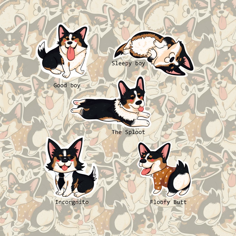 Corgi Vinyl Sticker Set Pembroke Welsh Corgi Tri-coloured - Etsy UK