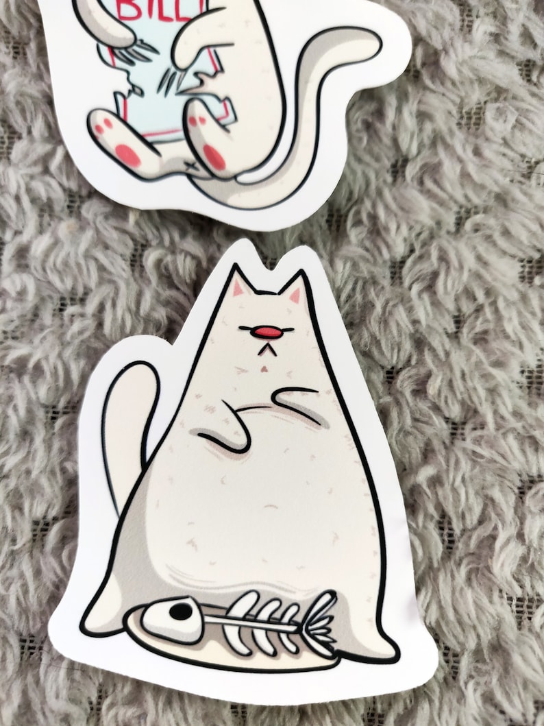 White Cat Sticker Set Bad Cat Stickers Cats Behaving Badly - Etsy
