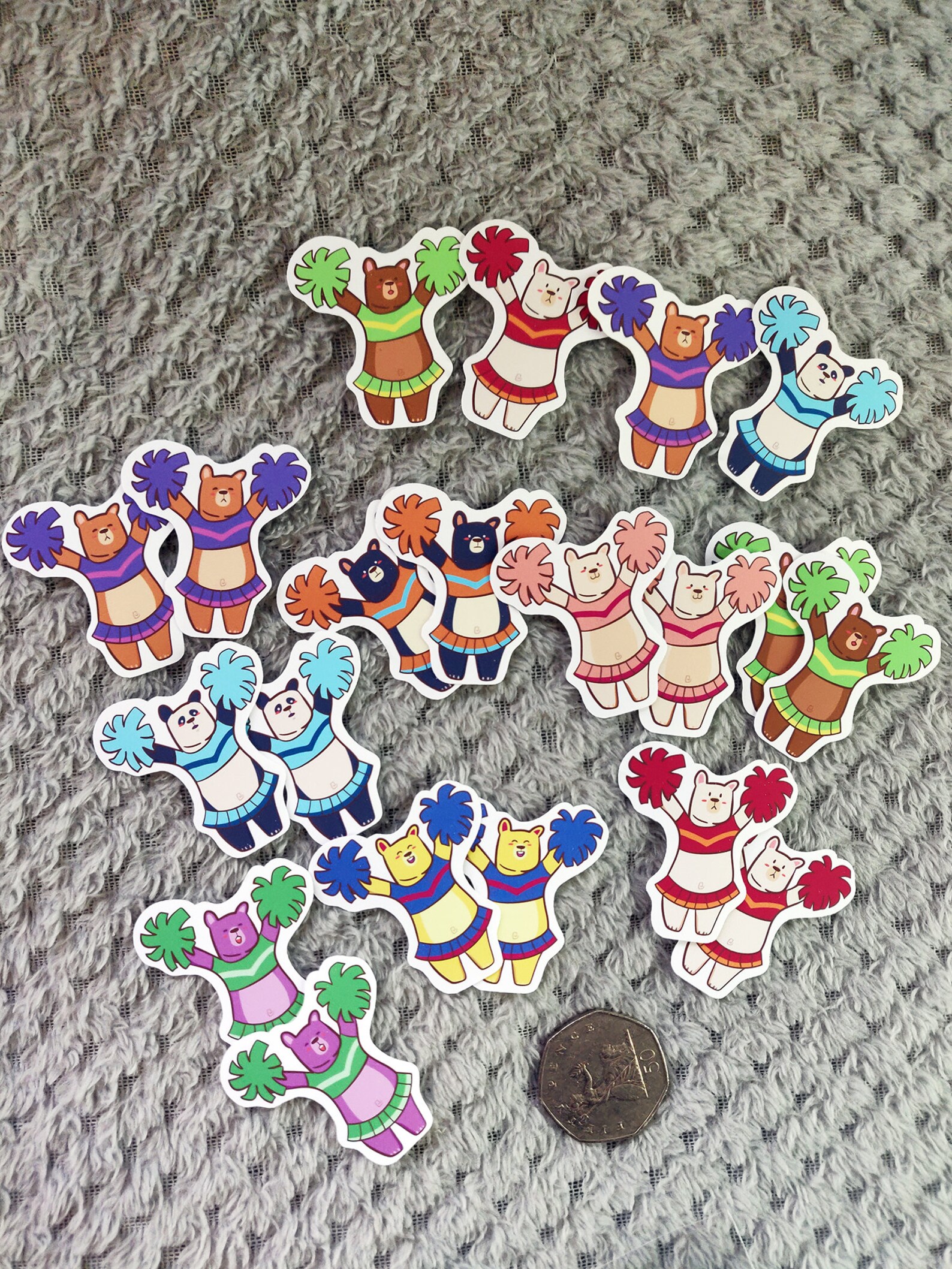 20 x 1.5 Bearlieve Bear Stickers Cheering Bears | Etsy