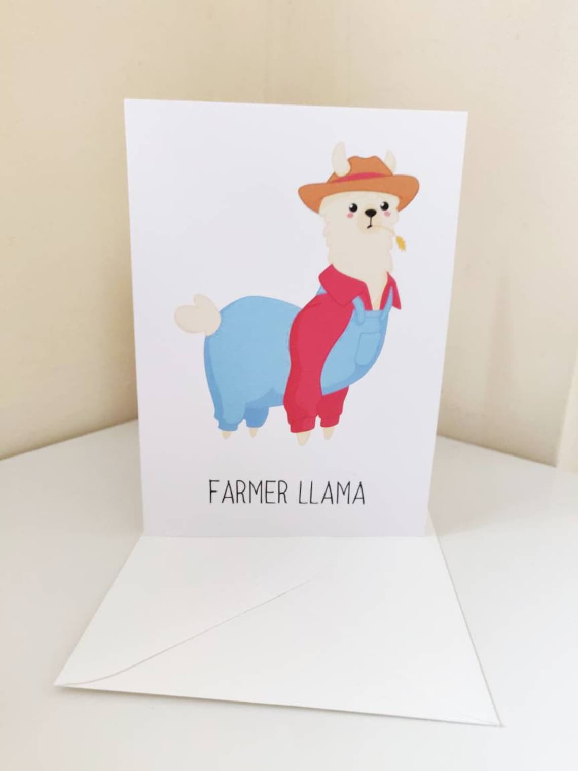 Farmer Llama Card Funny Llama Card Llama Greeting Card | Etsy