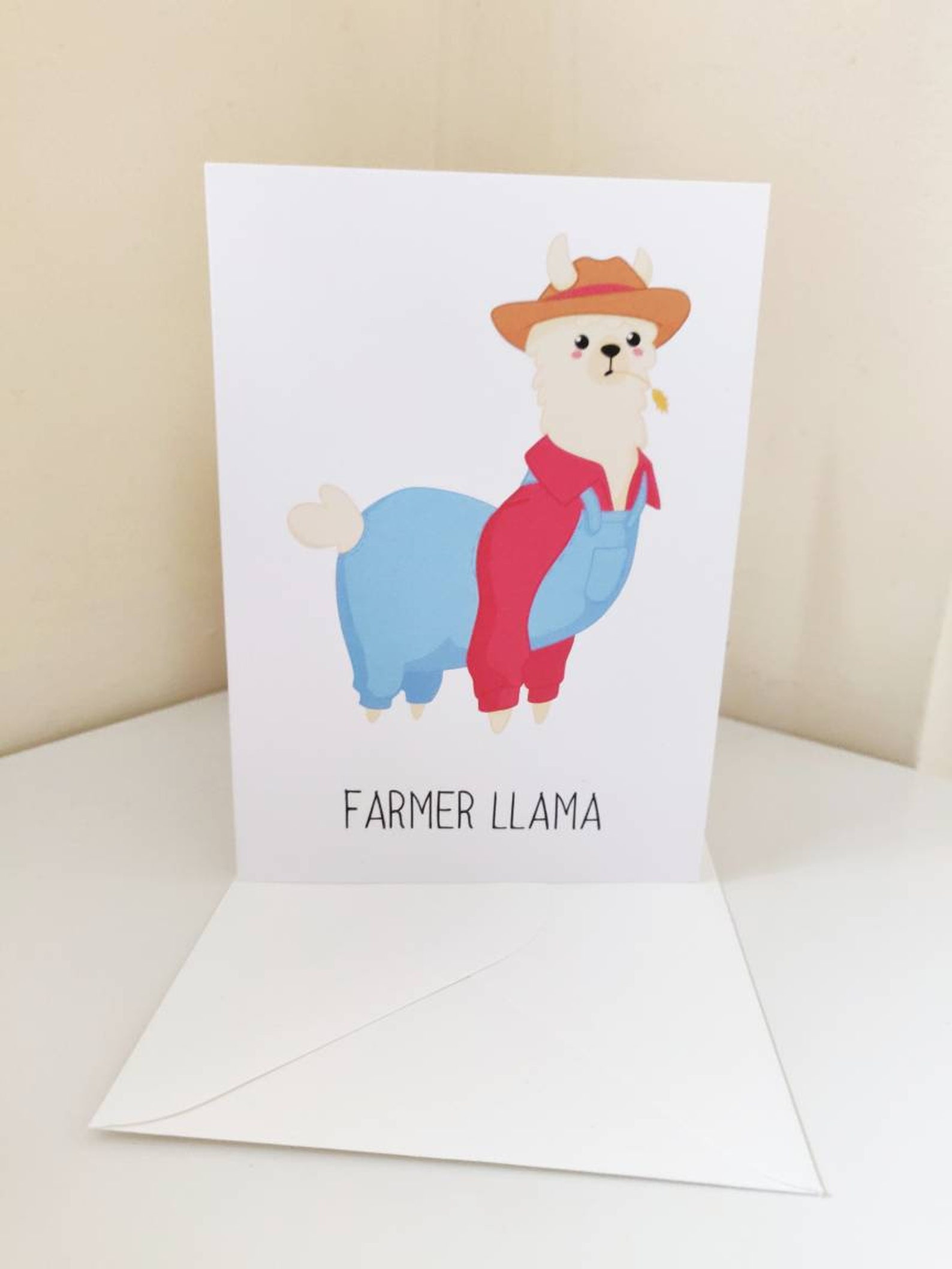 Farmer Llama Card Funny Llama Card Llama Greeting Card - Etsy