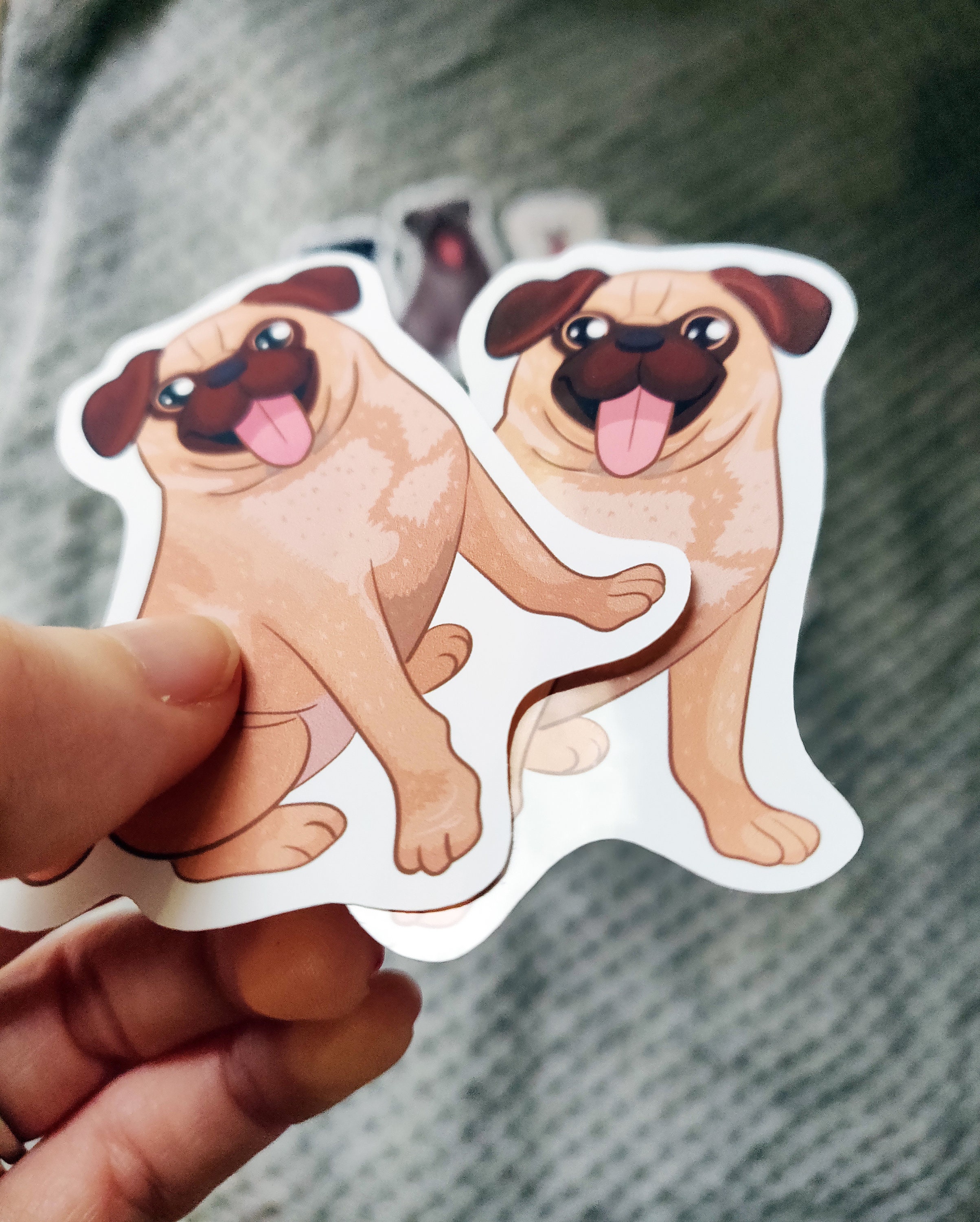 Pug Stickers Single and Set VINYL Sticker Fawn Pug - Etsy UK