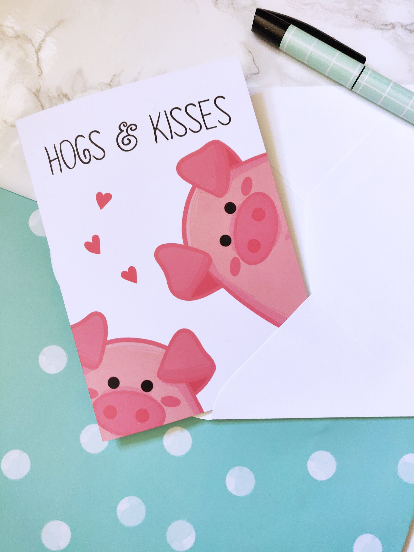 Hogs and Kisses Card Hugs and Kisses Card Hog Card Pig - Etsy