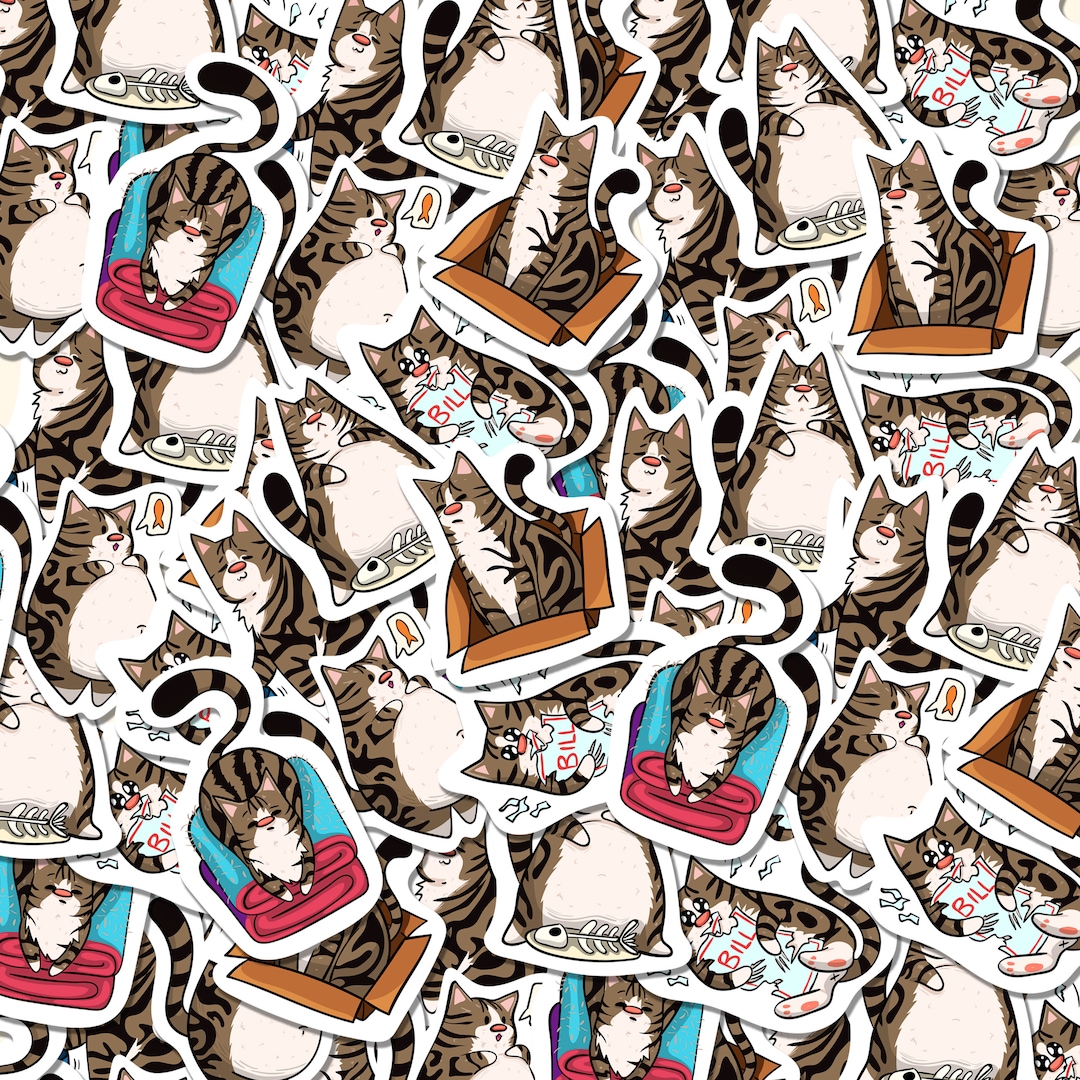 Tabby Cat Stickers Bad Cat Sticker Set Mackerel Tabby Cat - Etsy