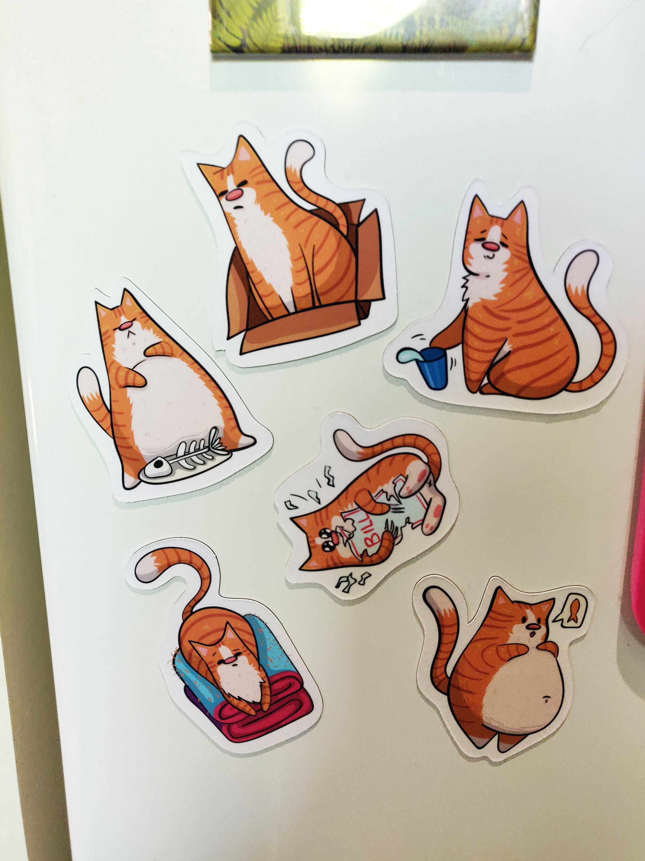 Ginger Cat Magnet Set Fridge Magnets Cat lover Gift | Etsy