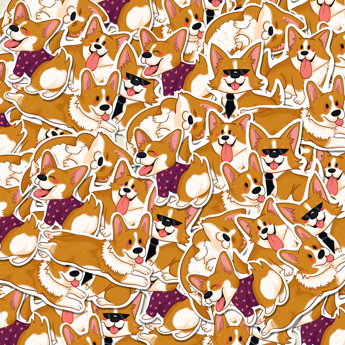 Corgi Vinyl Sticker Set Pembroke Welsh Corgi Red Corgi - Etsy
