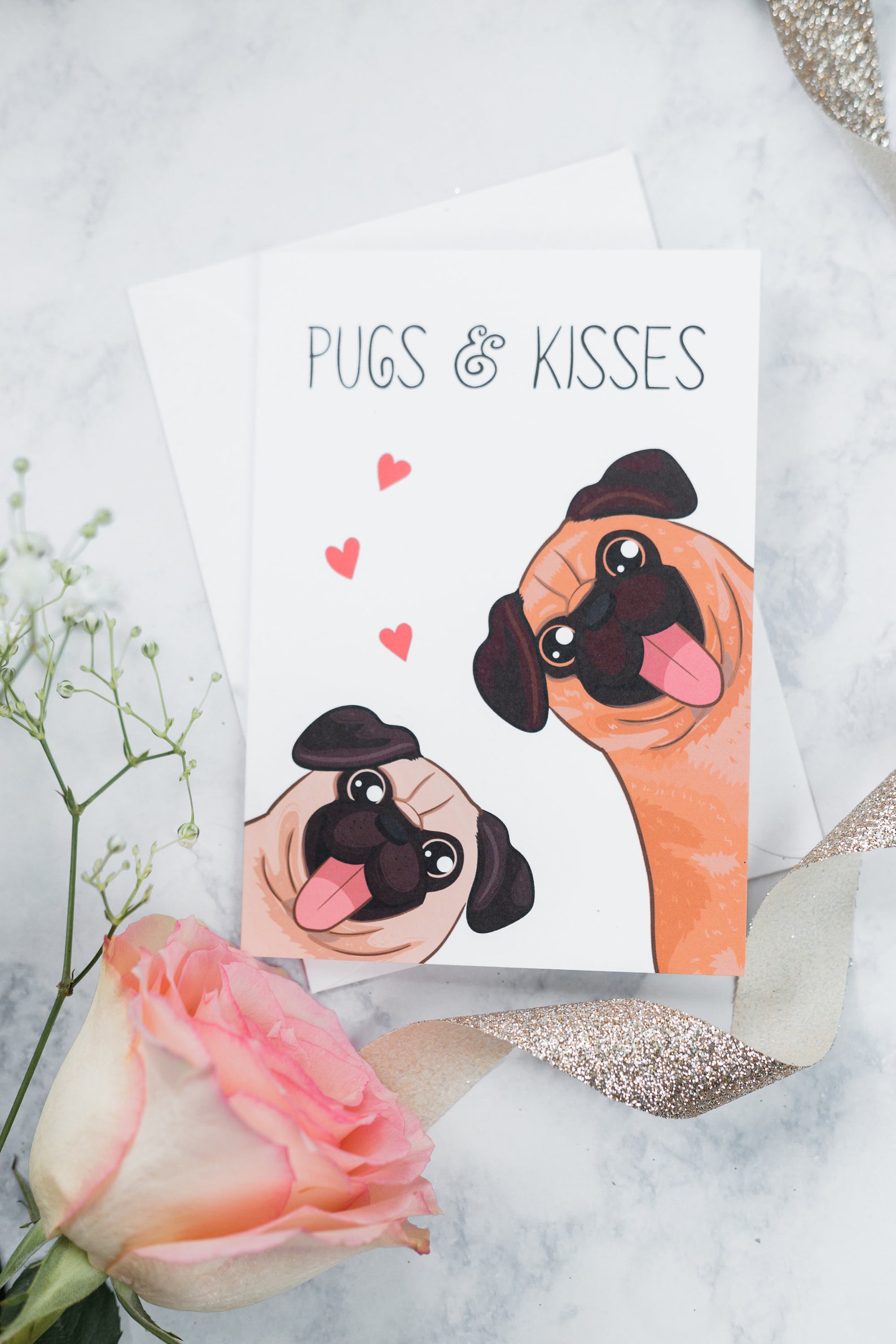 Pugs and Kisses Card Hugs and Kisses Card Pug Lover Card - Etsy