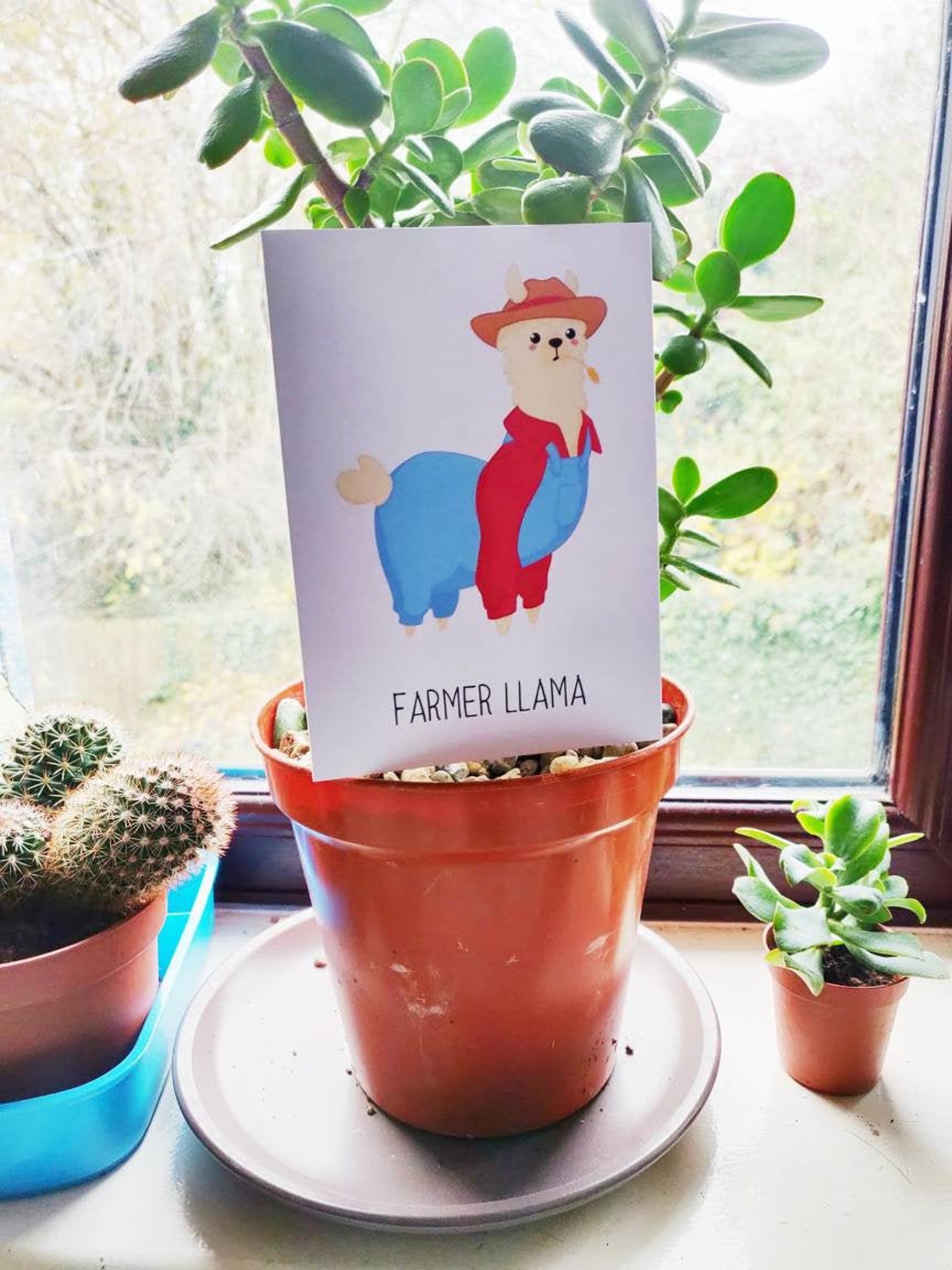 Farmer Llama Card Funny Llama Card Llama Greeting Card - Etsy