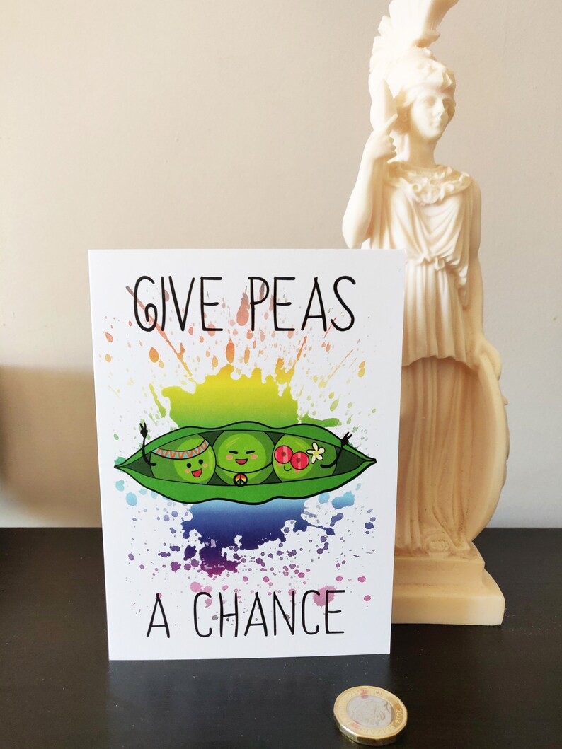 Give Peas A Chance Greeting Card Peace and Love Hippie - Etsy