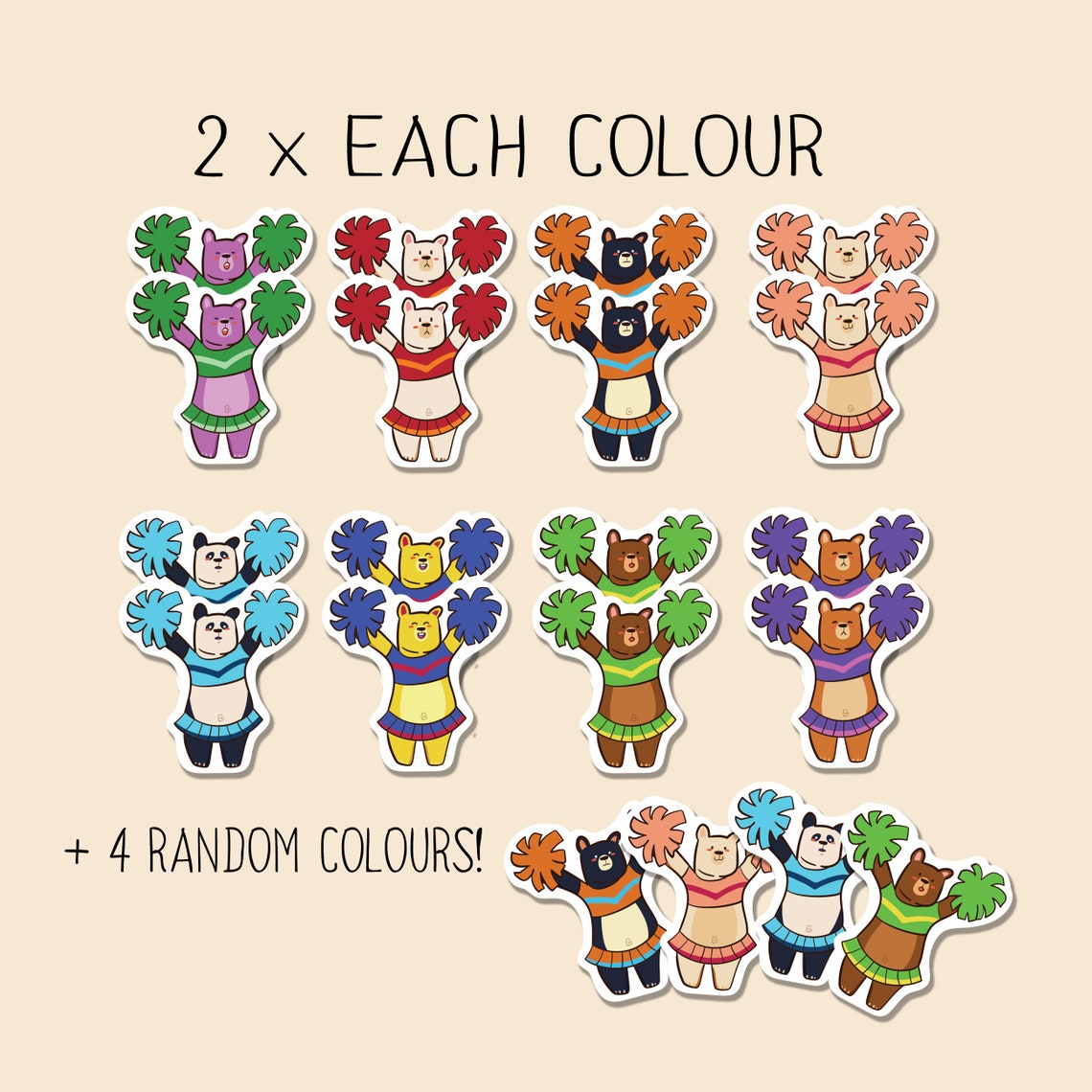 20 X 1.5 Bearlieve Bear Stickers Cheering Bears - Etsy