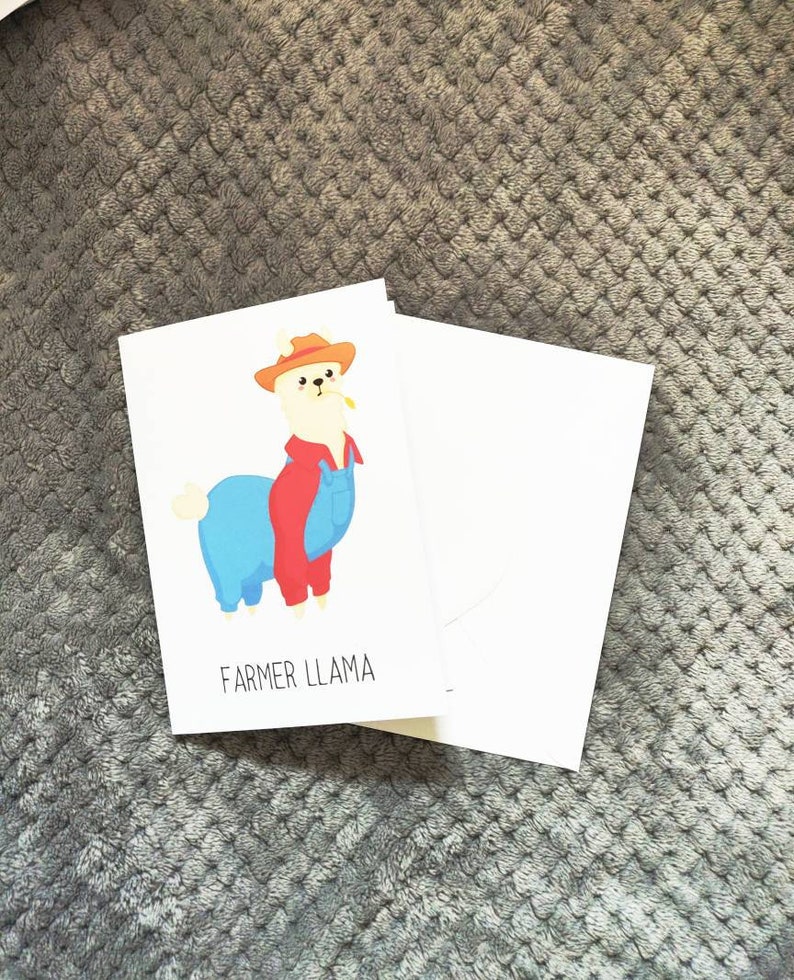 Farmer Llama Card Funny Llama Card Llama Greeting Card - Etsy