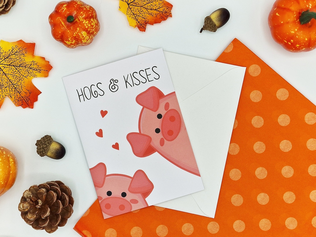 Hogs and Kisses Card Hugs and Kisses Card Hog Card Pig Card Anniversary ...