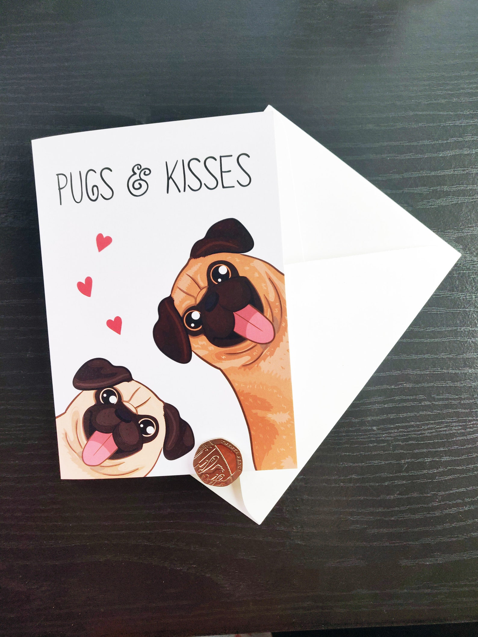 Pugs and Kisses Card Hugs and Kisses Card Pug Lover Card | Etsy