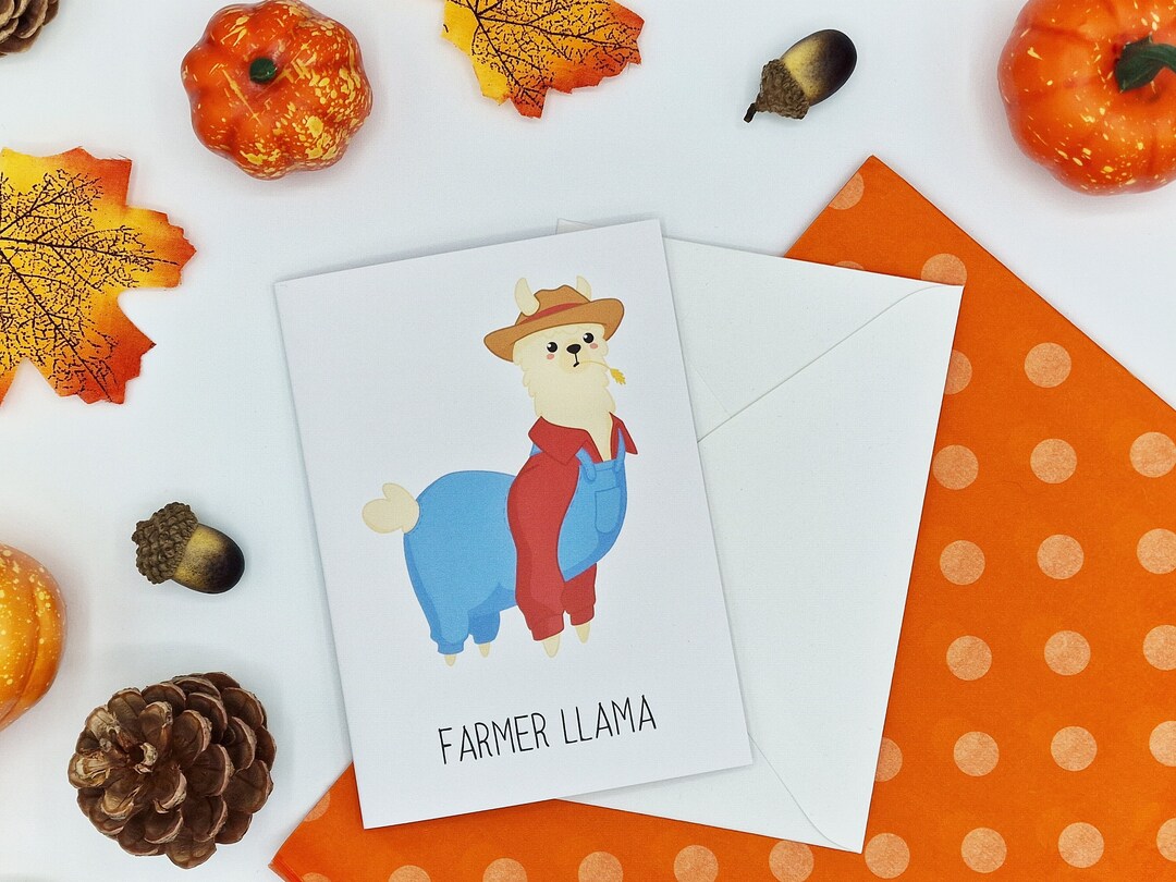 Farmer Llama Card Funny Llama Card Llama Greeting Card Llama Birthday ...