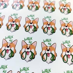 36 Corgi Dog Walk Stickers Dog Walkies Stickers Walk Me - Etsy