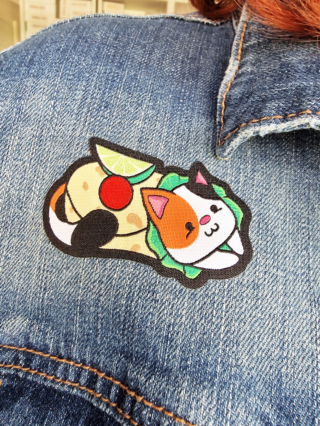 Purrito Iron-on Patch 3 Inch Calico Cat Patch Burrito Patch Embroidered ...