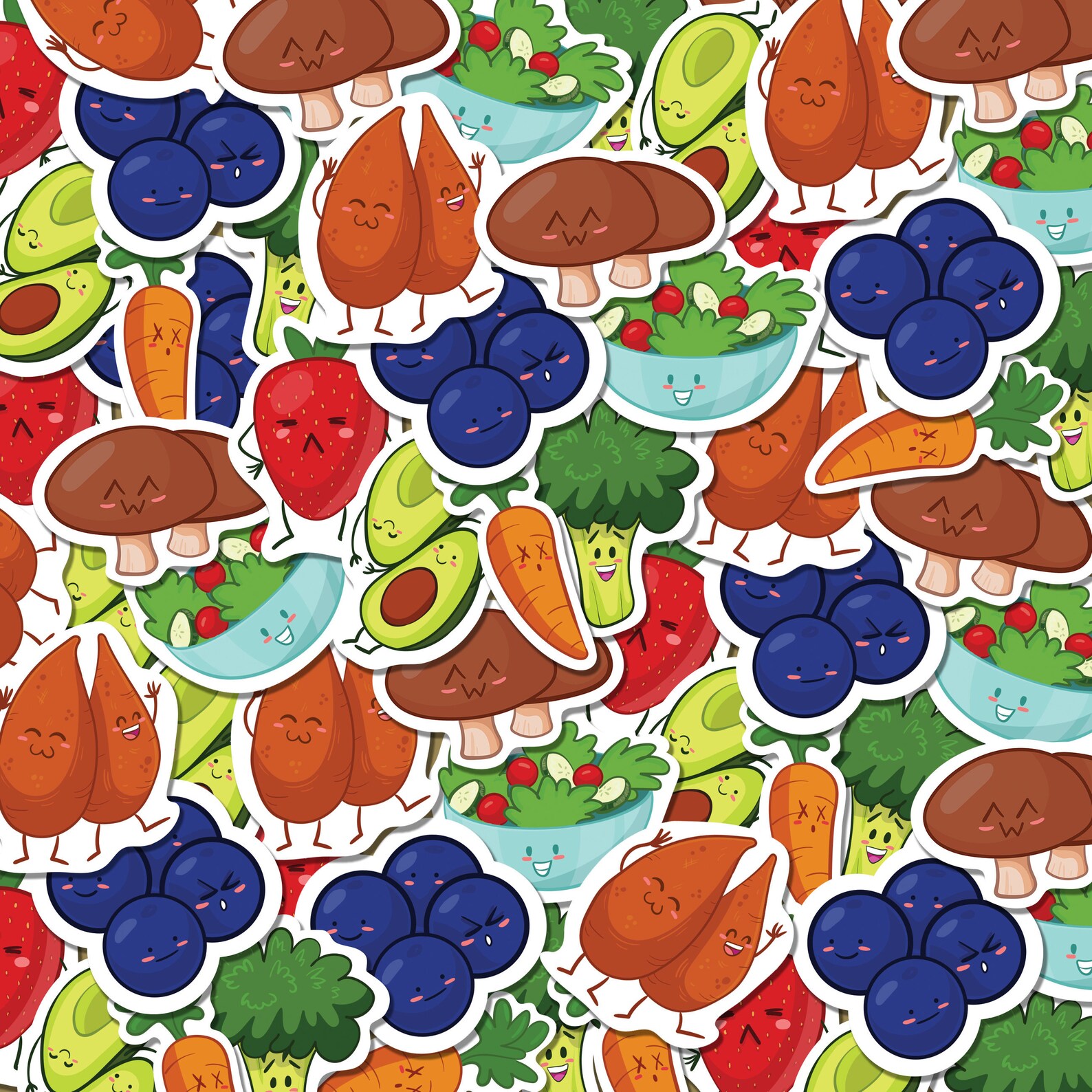 Fruit and Veg Vinyl Sticker Set Healthy Stickers Vinyl - Etsy