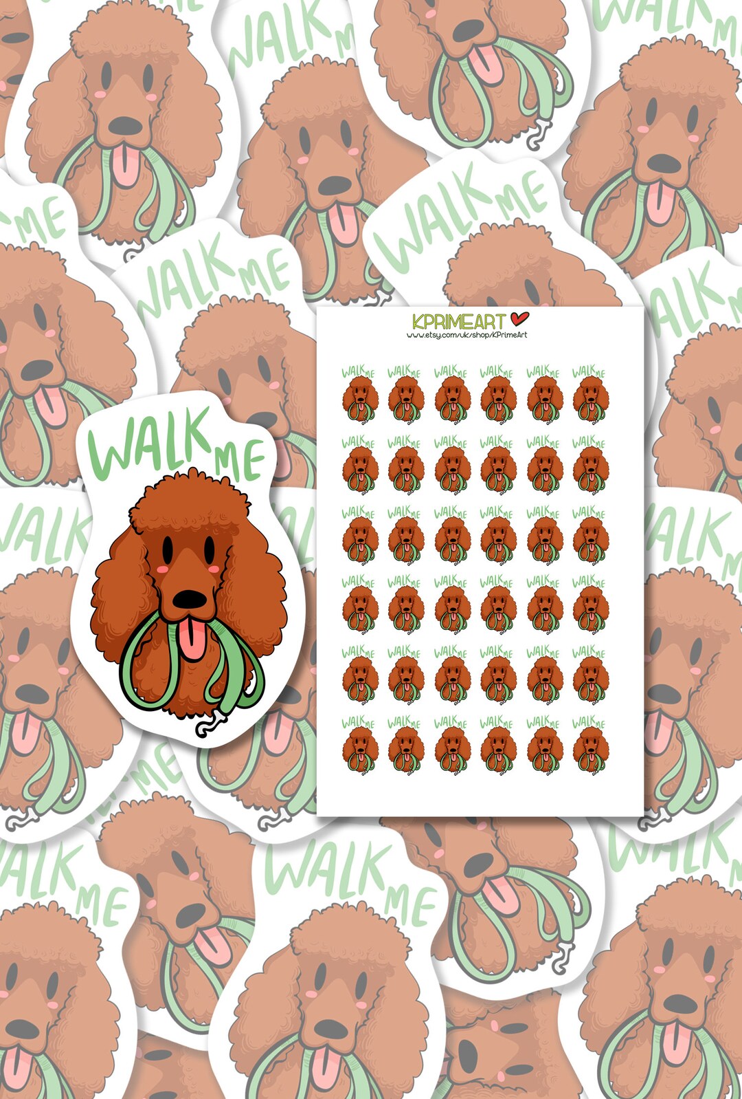 36 Red Poodle Dog Stickers Dog Walkies Stickers Walk Me - Etsy