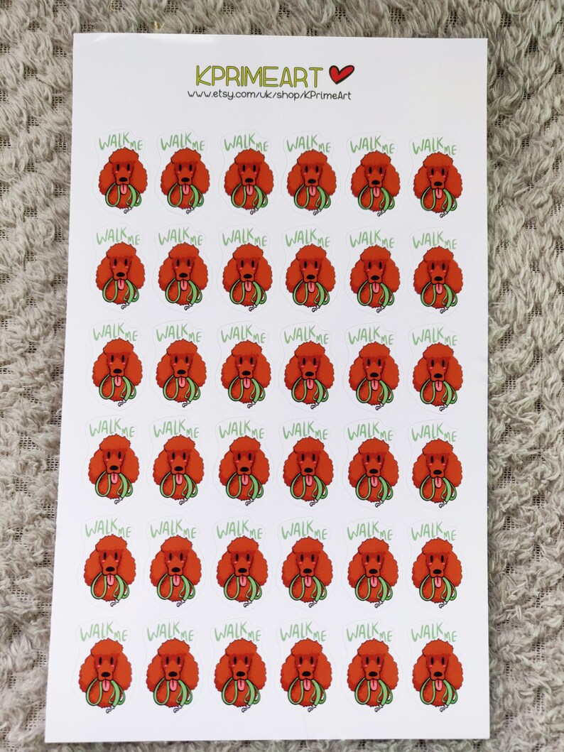36 Red Poodle Dog Stickers Dog Walkies Stickers Walk Me - Etsy