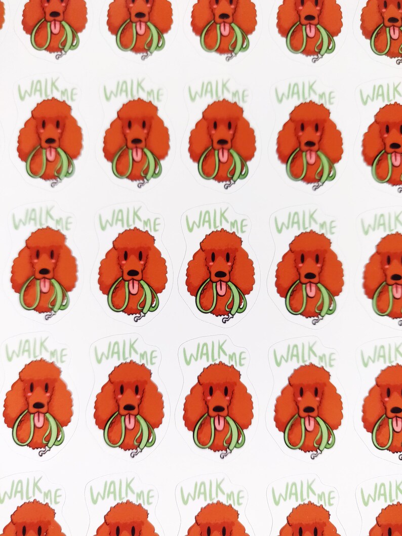 36 Red Poodle Dog Stickers Dog Walkies Stickers Walk Me - Etsy