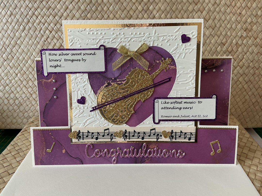 Music Engagement or Wedding Congratulations: Violin Decoupage - Etsy