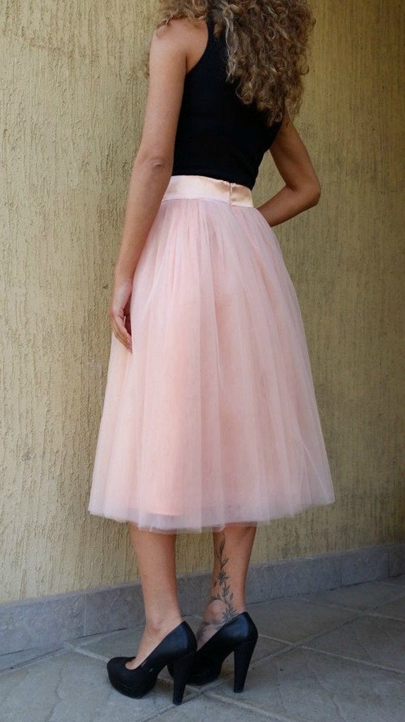 Pink Women Tulle Skirt Tea Length Tutu Skirt Princess Skirt Etsy