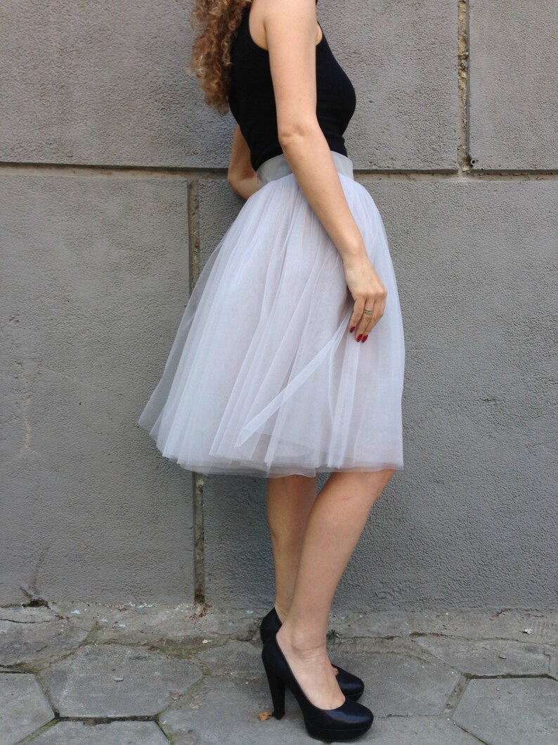 Grey Tea Length Tutu Skirt Women Tulle Skirt Princess Skirt Etsy