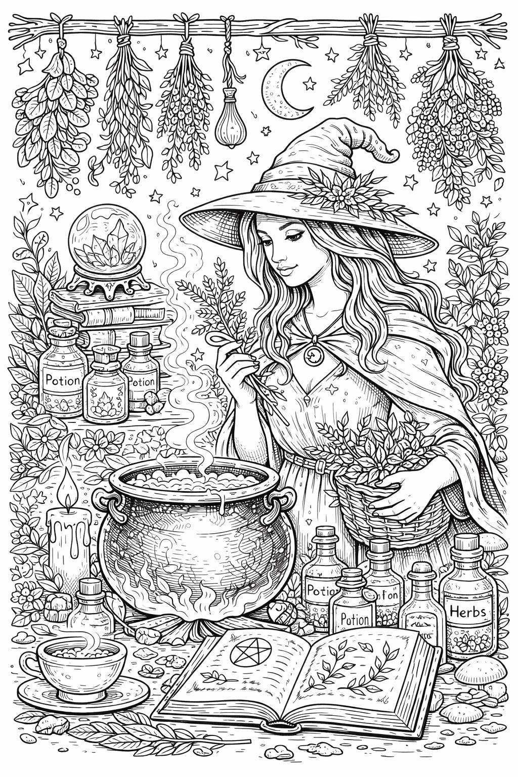 Witchy Coloring Pages - Etsy
