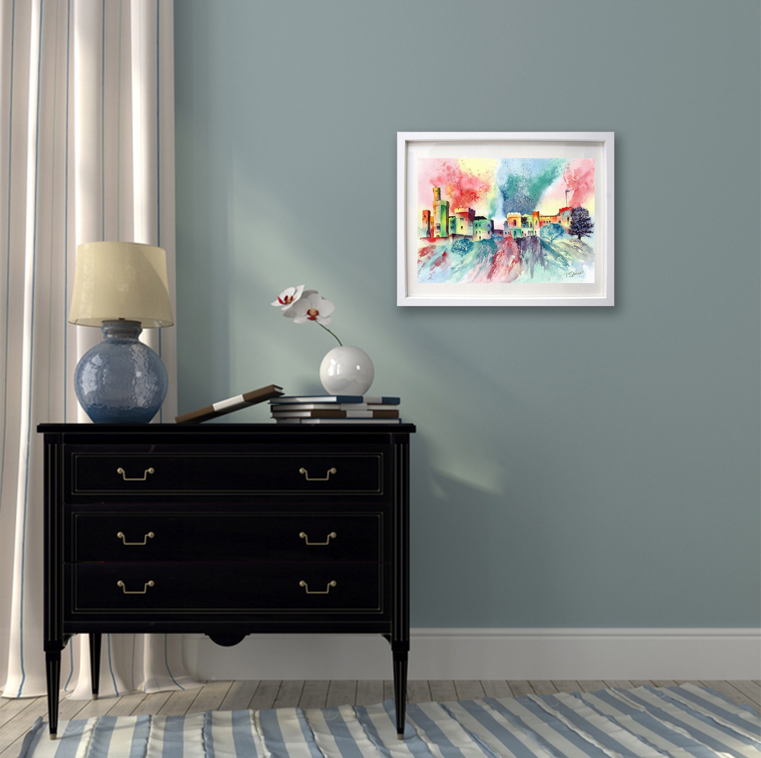 INVERNESS CASTLE Scottish Art Print of Original Watercolour by Scottish ...