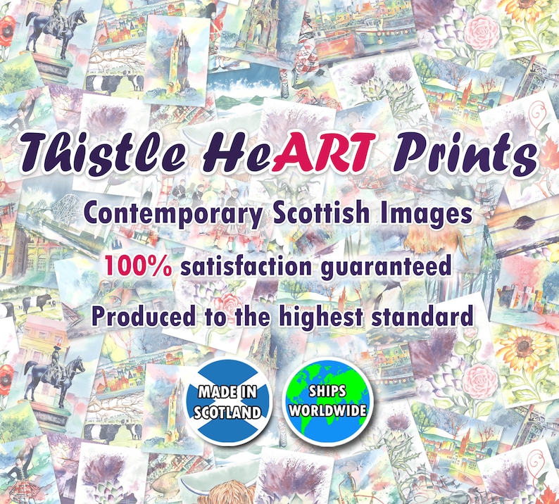 THISTLE BLUEBONNET Scotland Art Print of Original Watercolour - Etsy