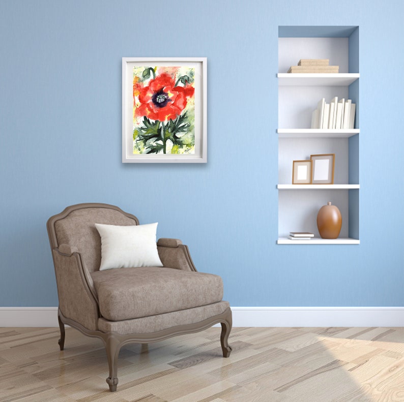 POPPY SPLASH Art Print of Original Watercolour Painting - Etsy