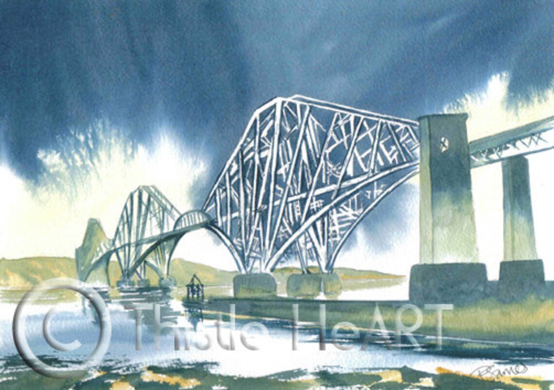 FORTH RAIL BRIDGE A4 or A3 Print - Edinburgh, Art Print of Original ...