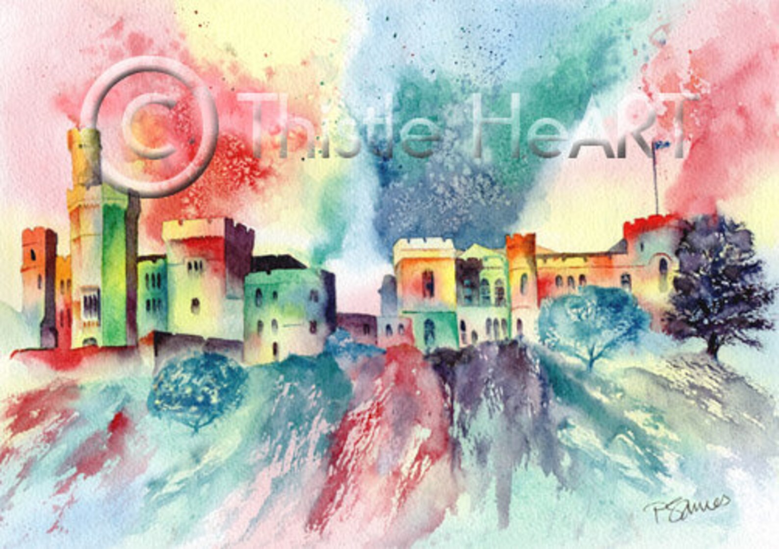 INVERNESS CASTLE Scottish Art Print of Original Watercolour by Scottish ...