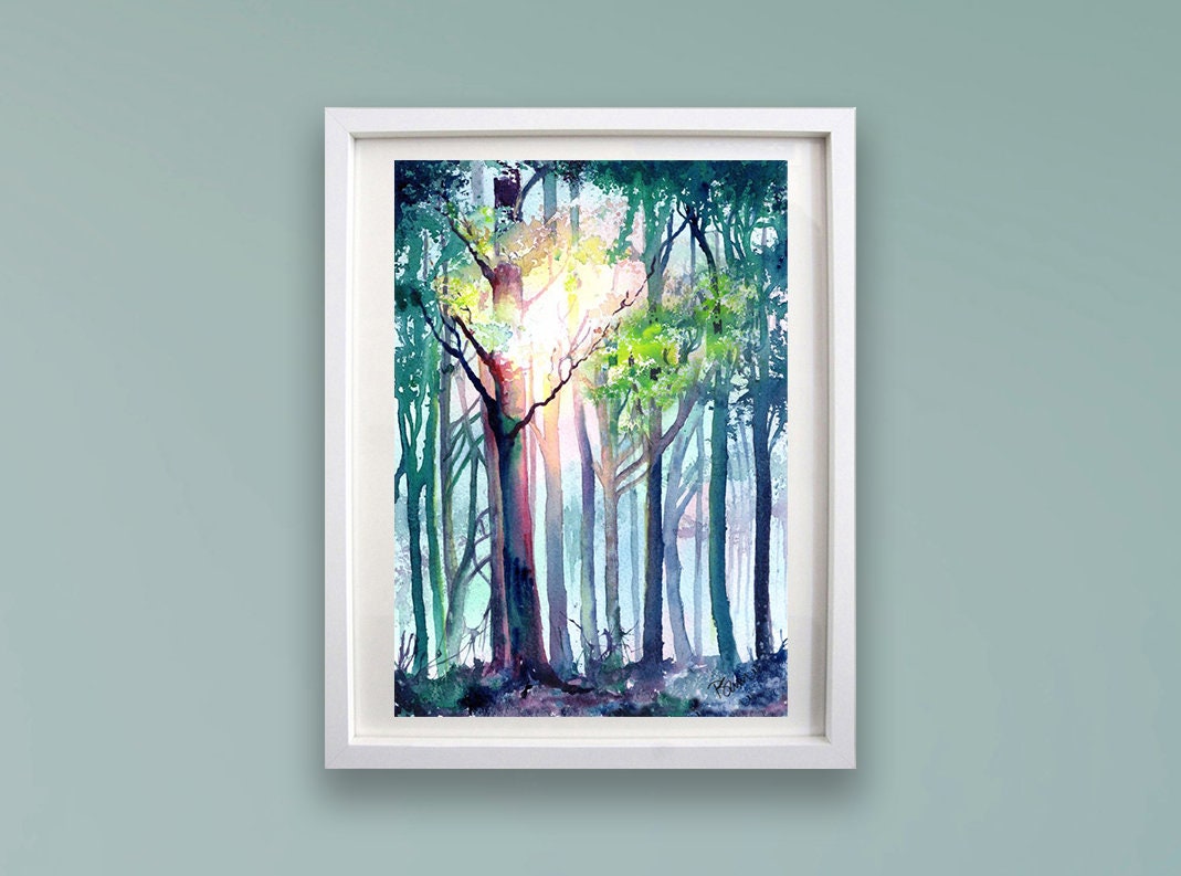 WOODLAND LIGHT Art Print of Original Watercolour Painting - Etsy