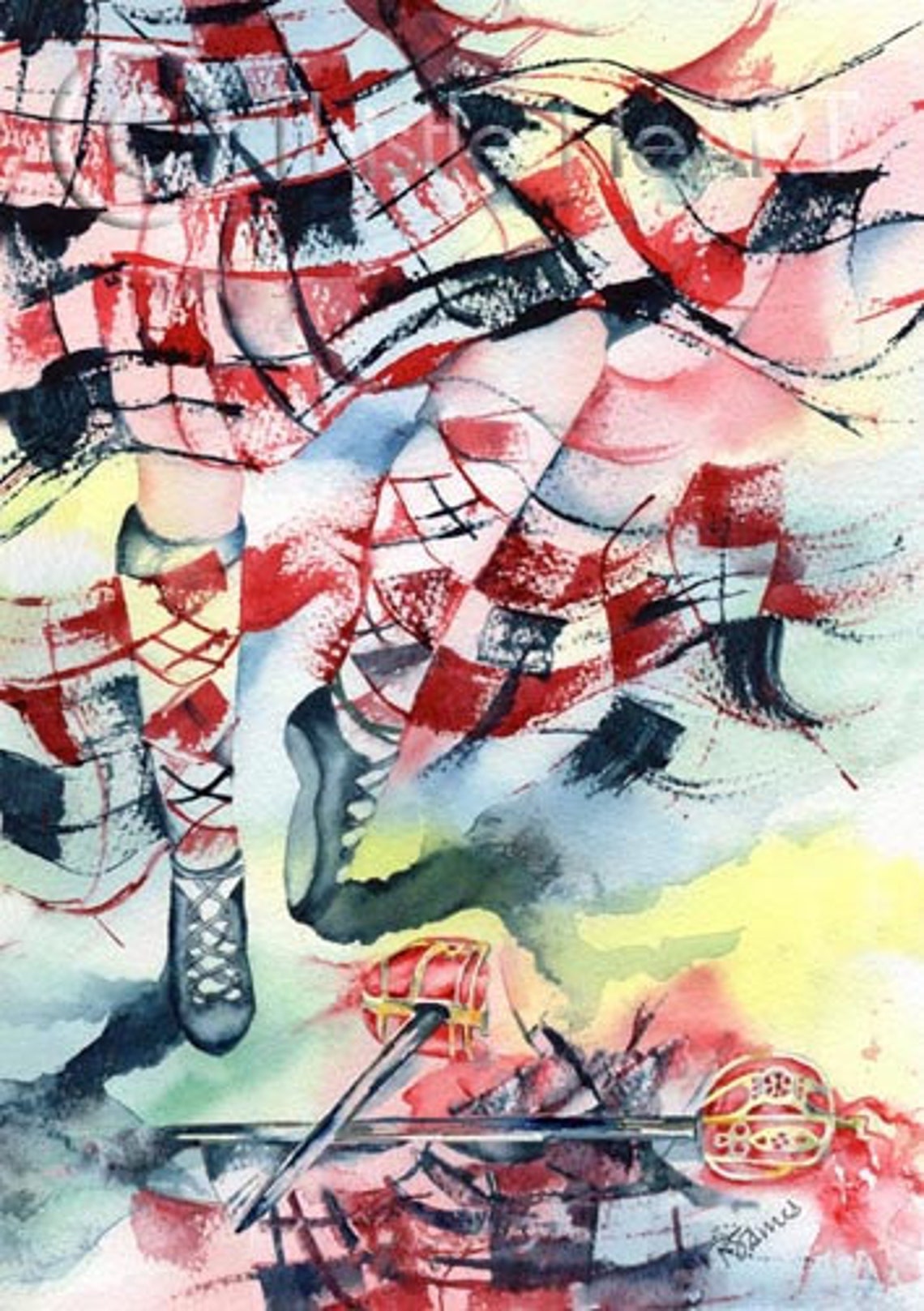 HIGHLAND SWORD DANCE Scotland Art Print of Original - Etsy