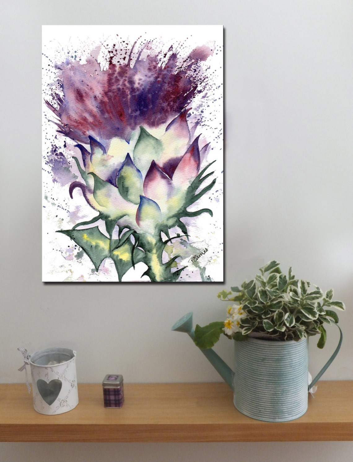 SCOTTISH THISTLE Scotland Art Canvas Print of Original Watercolour ...