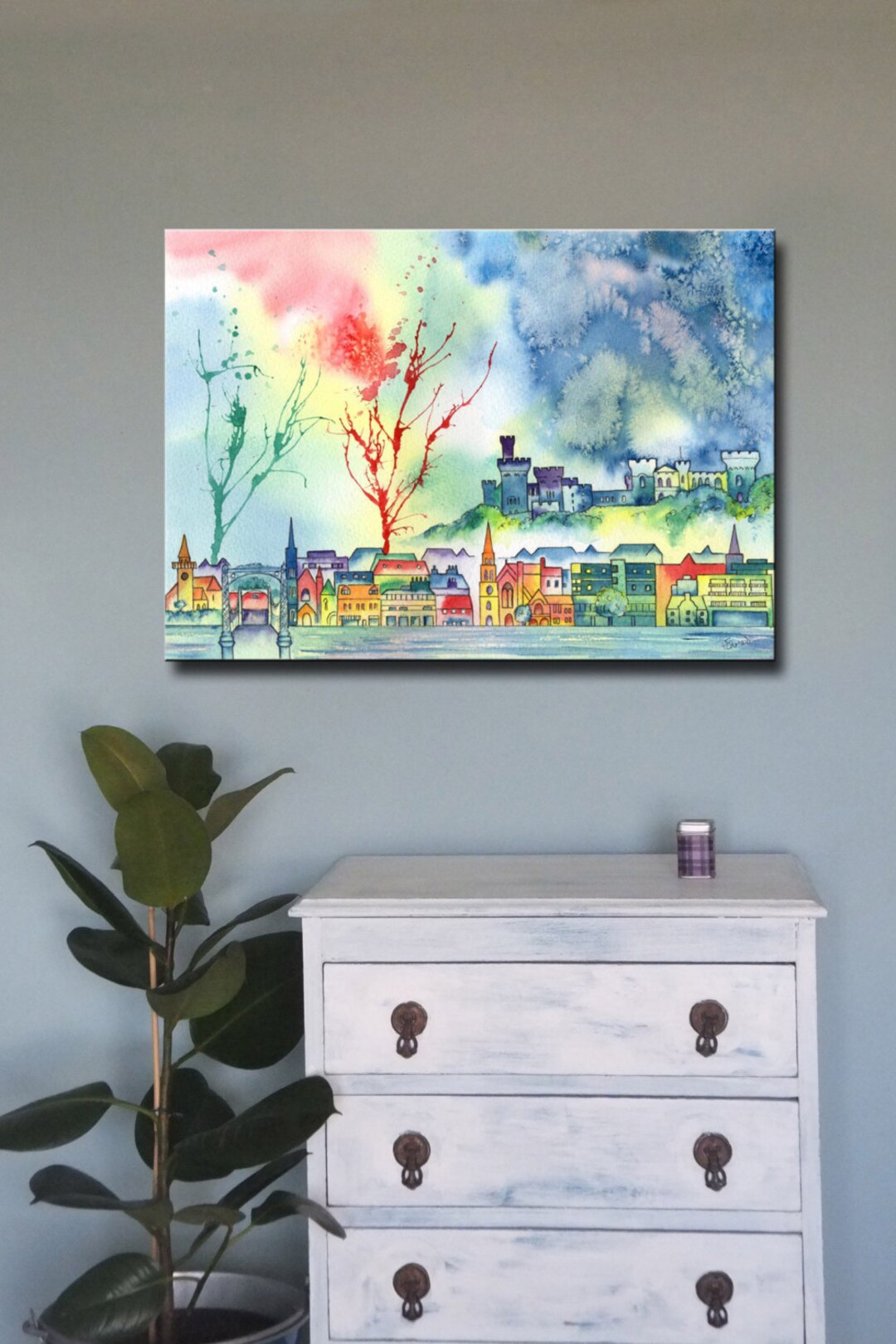 CITY OF INVERNESS Scotland Art Canvas Print of Original Watercolour ...