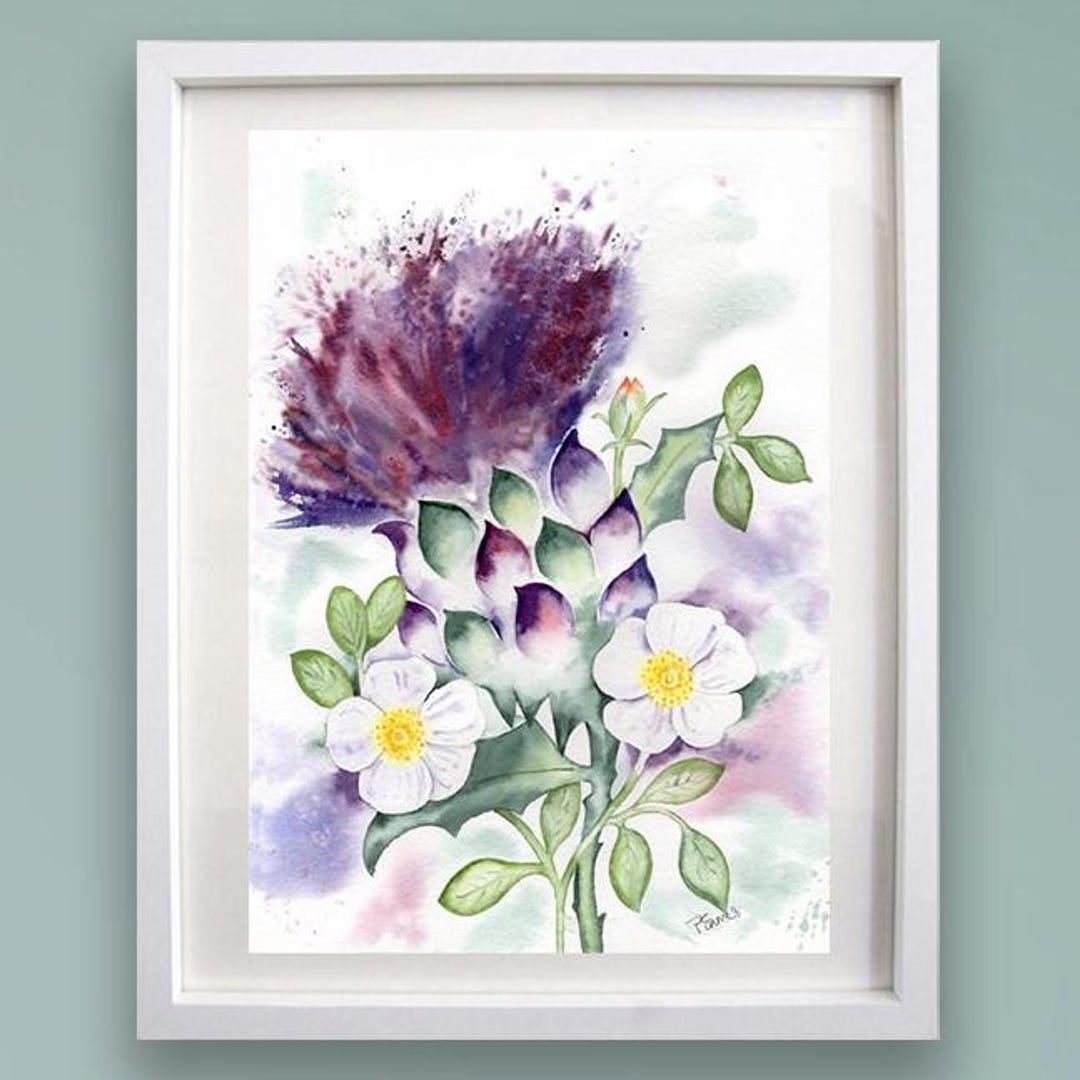 THISTLE CHEROKEE ROSE A4 or A3 Print - Scotland & Georgia - Art Print ...