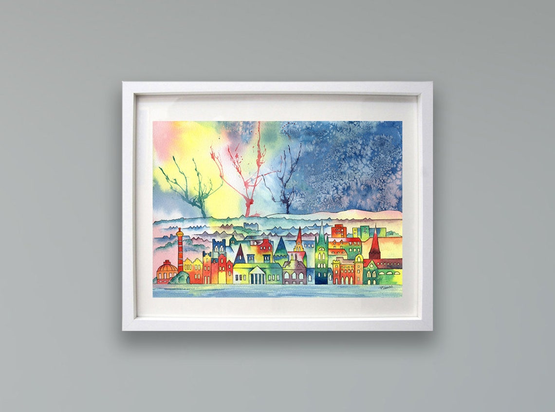 CITY OF PERTH Scotland Art Print of Original Watercolour - Etsy