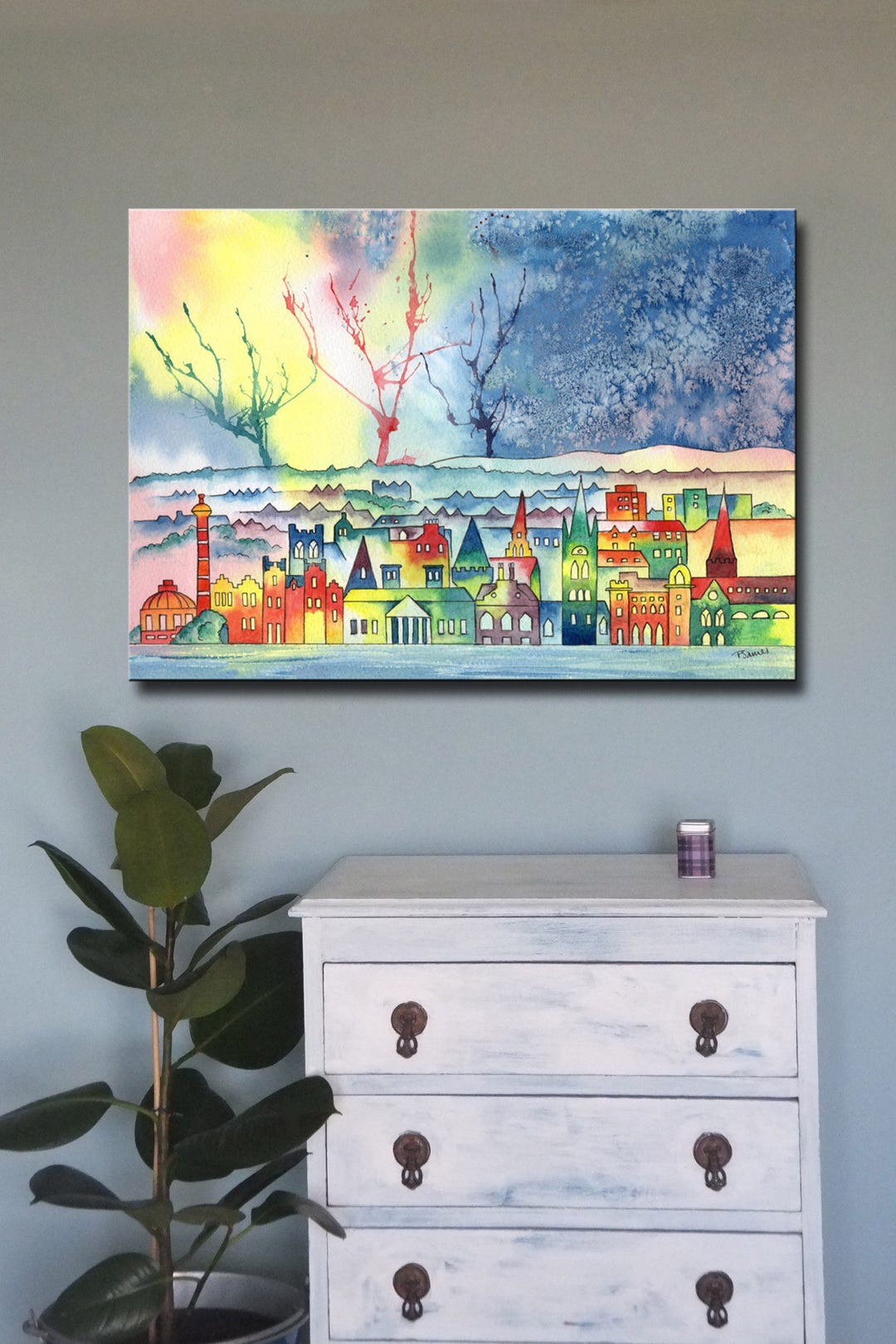 CITY OF PERTH Scotland Art Canvas Print of Original Watercolour ...
