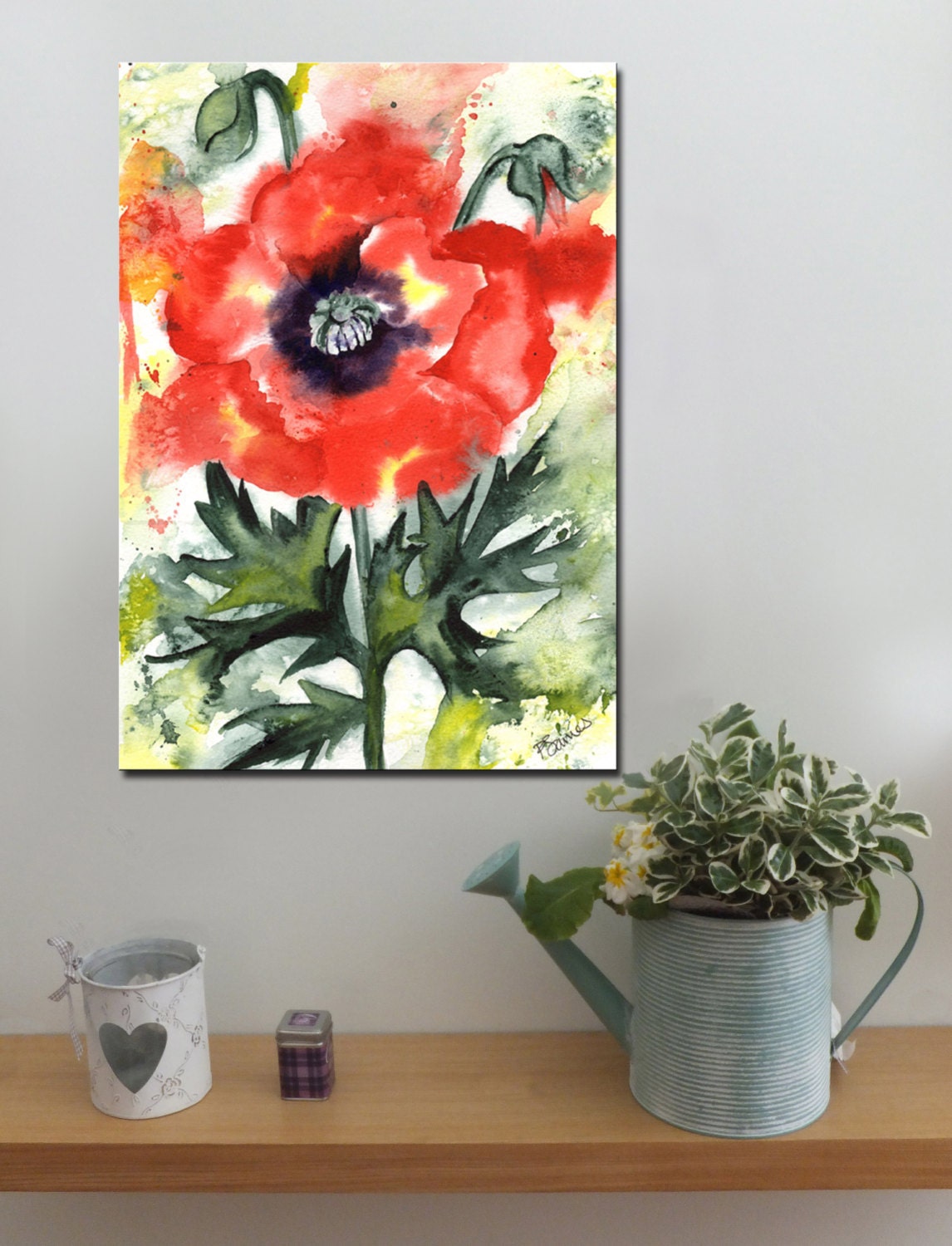 POPPY SPLASH Art Canvas Print of Original Watercolour Painting Poppies ...