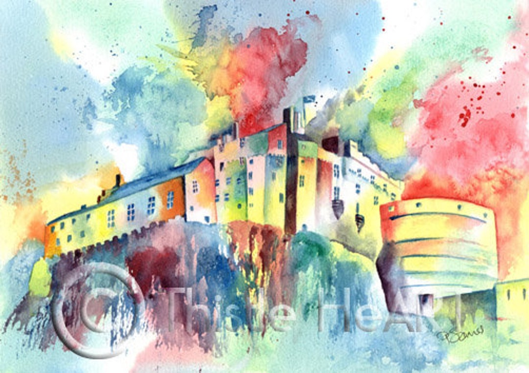 EDINBURGH CASTLE Scotland Art Print of Original Watercolour Painting ...